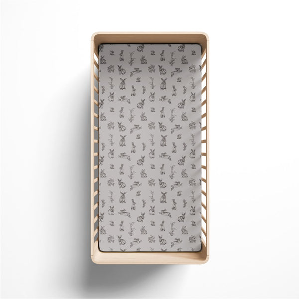 Cot Fitted Sheet - Organic Cotbed Sheet - Cot Sheets - Grey Burrowers ...